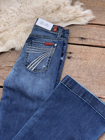 7 For All Mankind Dojo Lake Blue With White Stitch NEW XOS 7-for-all-mankind-dojo-lake-blue-with-white-stitch-new-xos